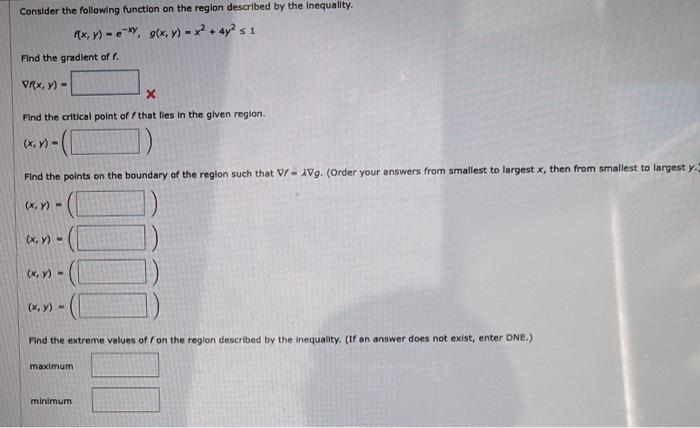 Solved Consider the following function on the region | Chegg.com
