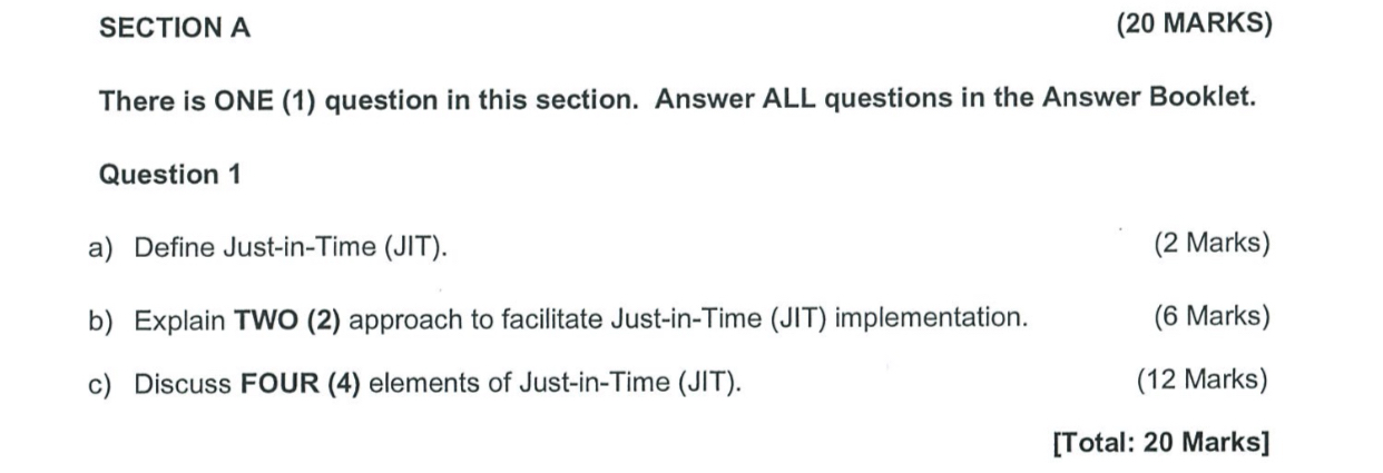 Solved SECTION A(20 ﻿MARKS)There is ONE (1) ﻿question in | Chegg.com