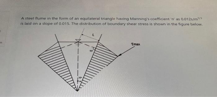 Solved A steel flume in the form of an equilateral triangle | Chegg.com
