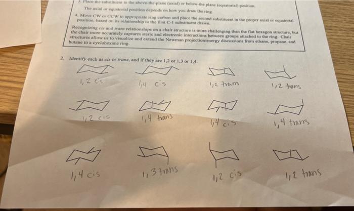 Solved Identify each as cis or trans and if they are 1,2 or | Chegg.com
