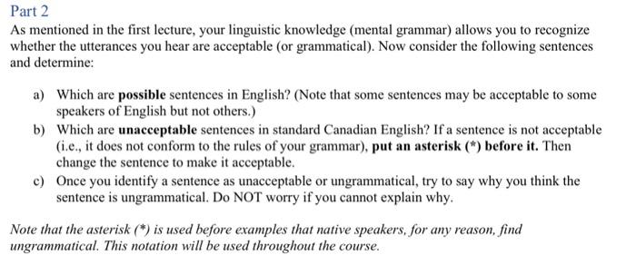Solved Part 1 For each of the following statements, | Chegg.com