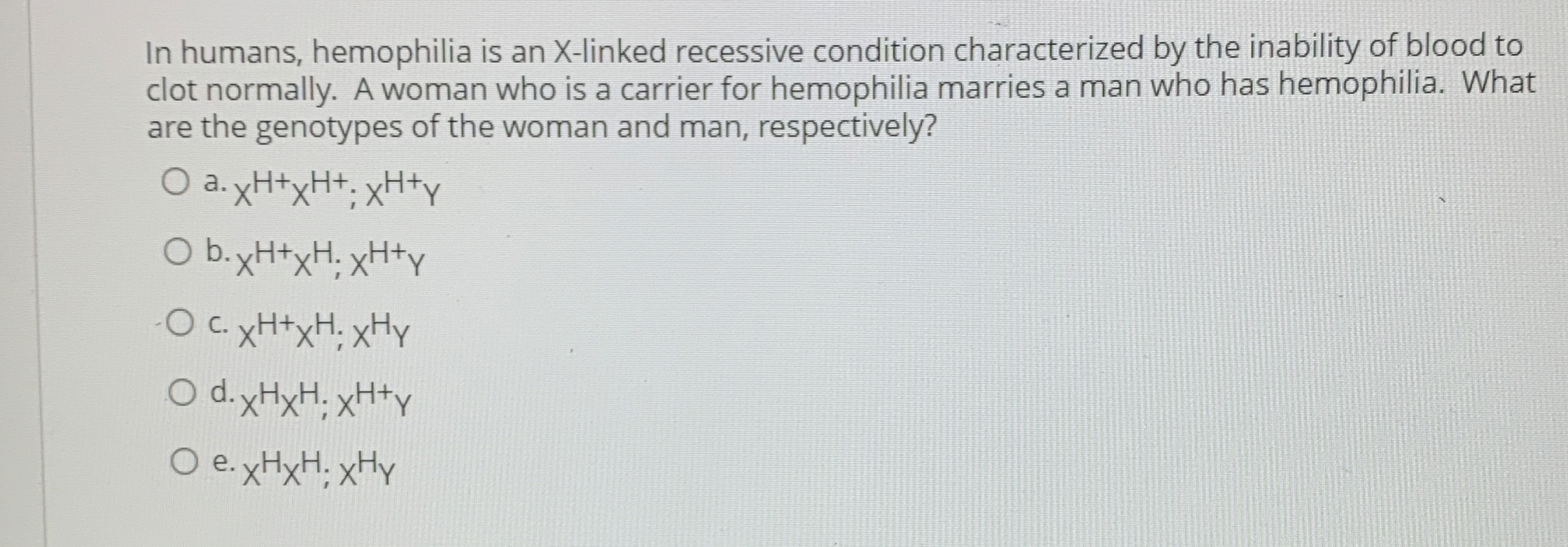 Solved In humans, hemophilia is an X-linked recessive | Chegg.com