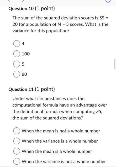 Solved The sum of the squared deviation scores is SS= 20 for | Chegg.com