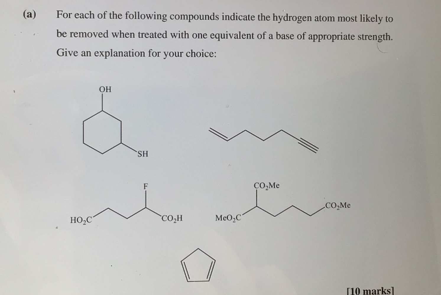 Solved (a) ﻿For each of the following compounds indicate the | Chegg.com