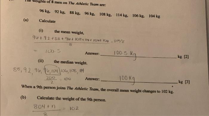 Solved 96 kg,92 kg,88 kg,96 kg,108 kg,114 kg,106 kg,104 kg | Chegg.com