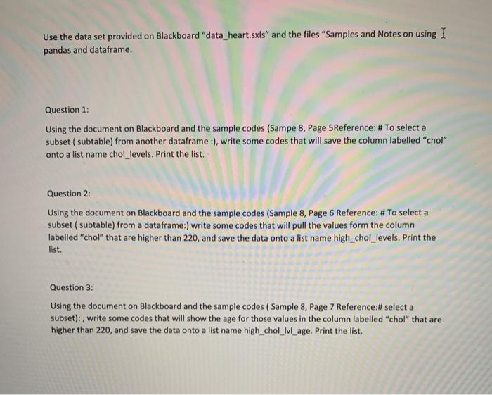 Solved Use the data set provided on Blackboard | Chegg.com