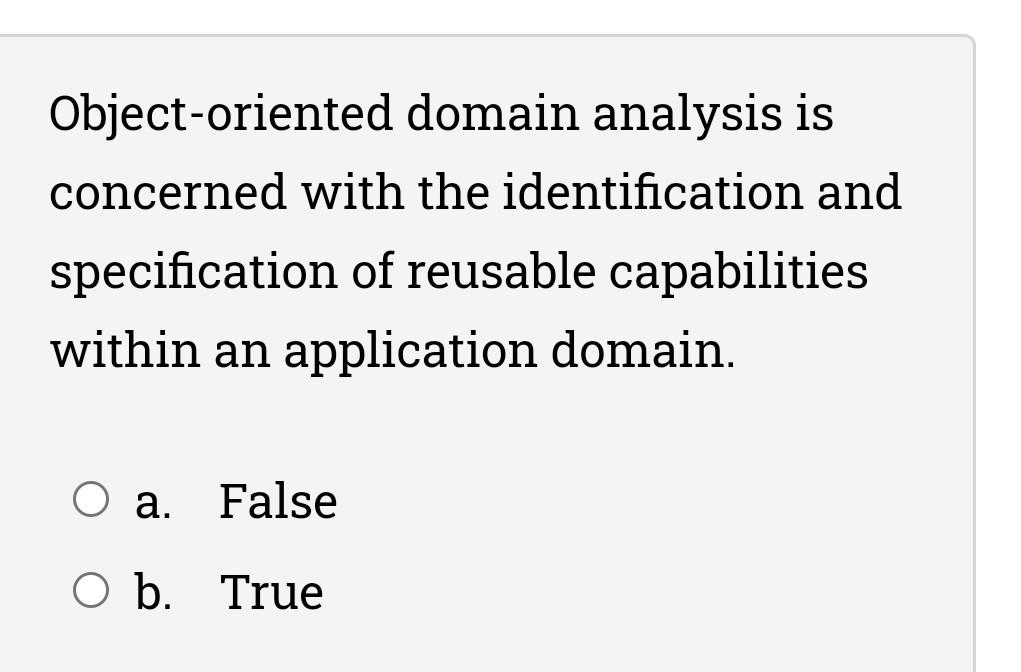 Solved Object Oriented Domain Analysis Is Concerned With The 5247