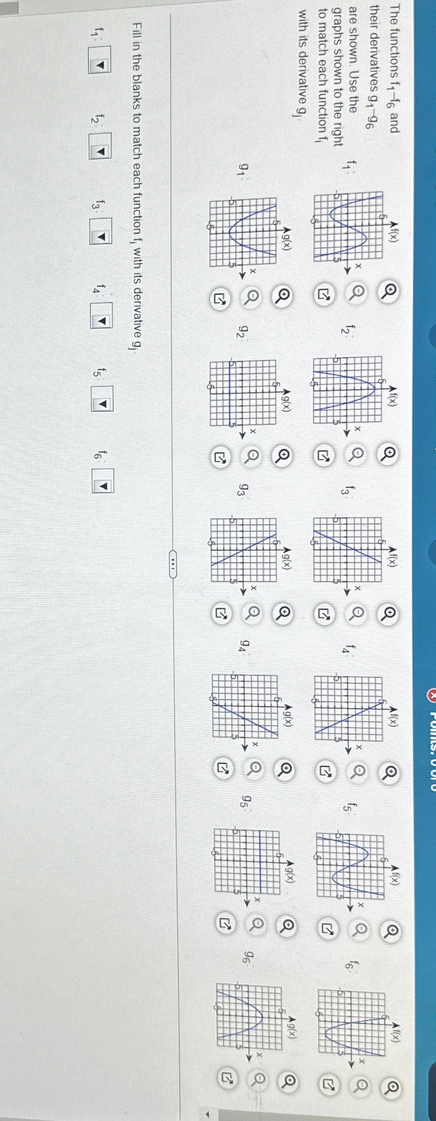 Solved The functions f1-f6 ﻿and their derivatives g1-g6 ﻿are | Chegg.com