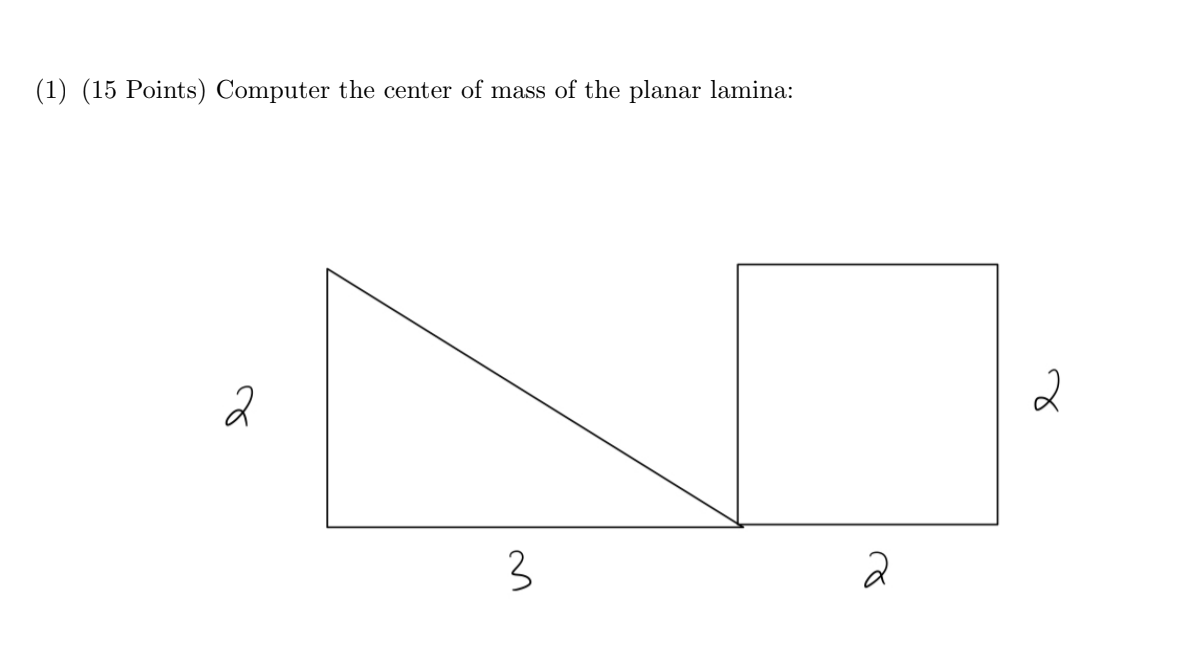 Solved (1) ﻿Computer the center of mass of the planar | Chegg.com