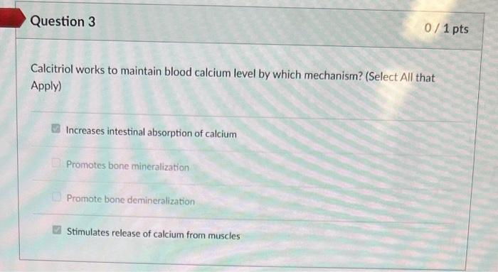 Solved Calcitriol works to maintain blood calcium level by | Chegg.com