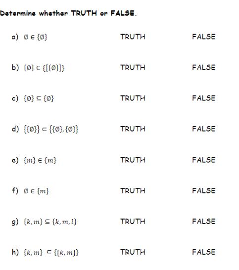 Solved Determine whether TRUTH or FALSE.a) ﻿TRUTHFALSEb) | Chegg.com