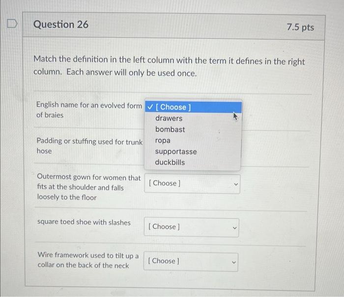 Solved Match the definition in the left column with the term | Chegg.com