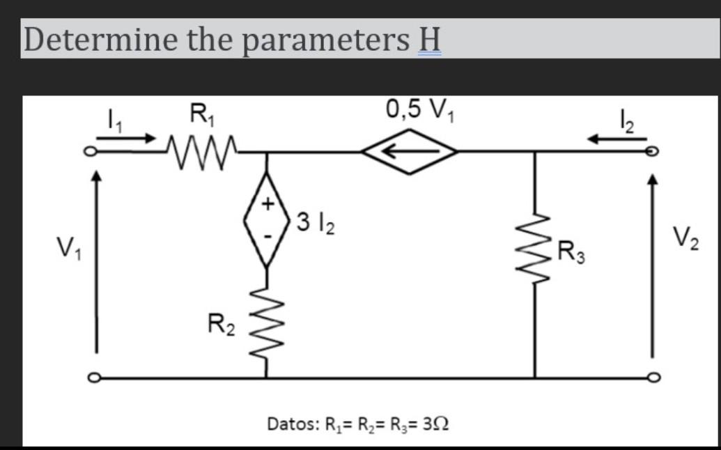 Solved Determine the parameters H Datos: R1=R2=R3=3Ω | Chegg.com