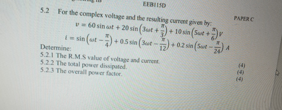 Solved EEBI15D5.2 ﻿For the complex voltage and the resulting | Chegg.com