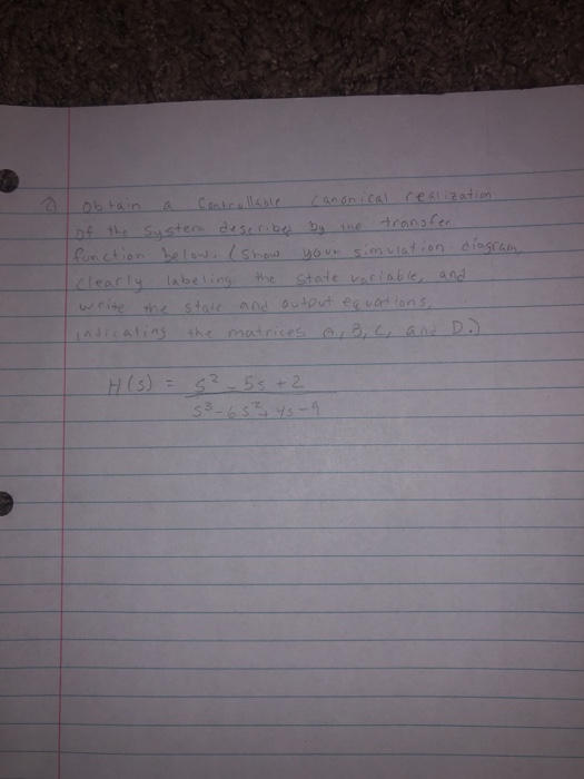 2 obtain a Controllable canonical realization of the | Chegg.com