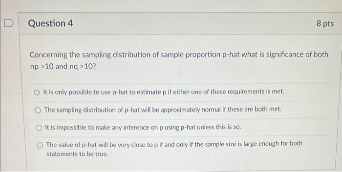 Solved Concerning the sampling distribution of sample | Chegg.com