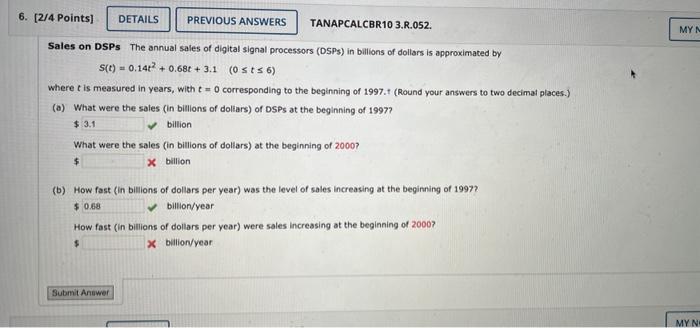 Solved Sales on DSPs The annual sales of digital signal | Chegg.com