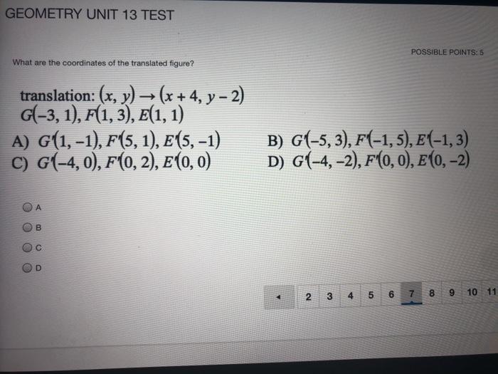 Solved GEOMETRY UNIT 13 TEST POSSIBLE POINTS: 5 What are the | Chegg.com