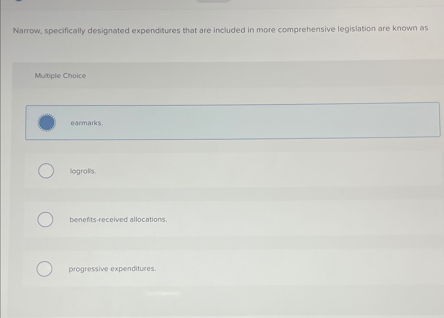 Solved Narrow, specifically designated expenditures that are | Chegg.com