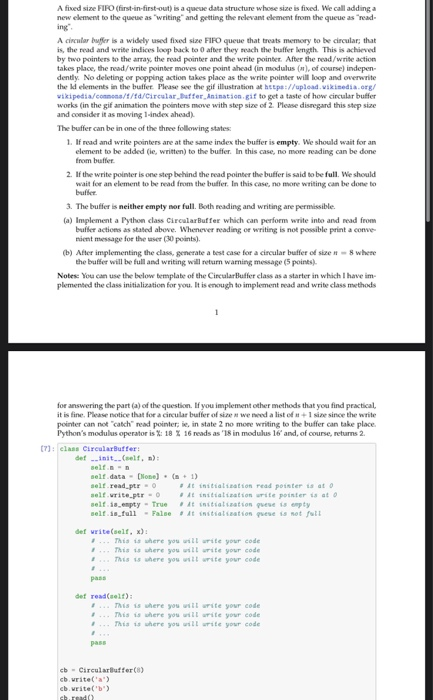 Solved A fixed size FIFO (first-in-first-out) is a queue | Chegg.com