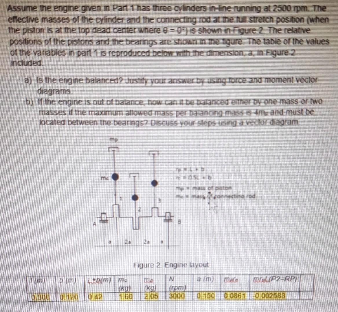 Solved Assume the engine given in Part 1 has three cylinders | Chegg.com