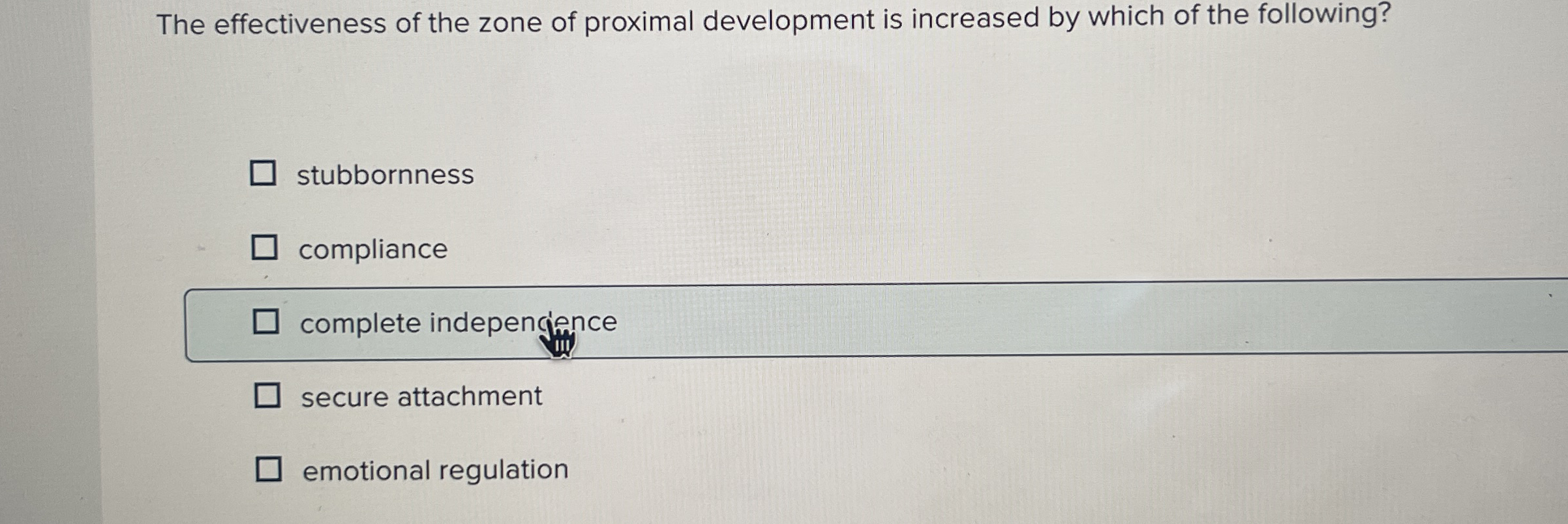 Solved The effectiveness of the zone of proximal development | Chegg.com