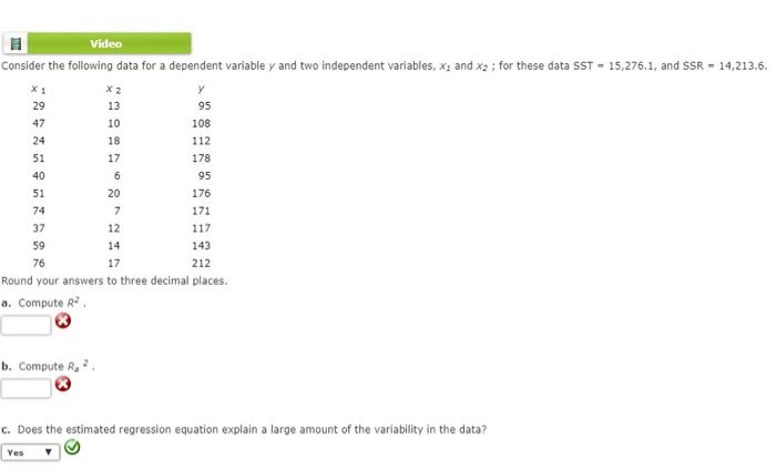 Solved Video Consider The Following Data For A Dependent