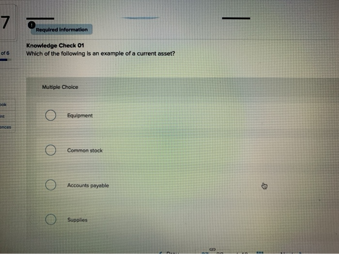 Solved 7 Required information Knowledge Check 01 Which of | Chegg.com