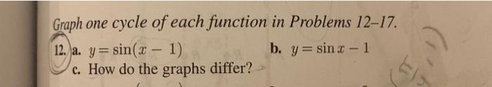 Solved Graph one cycle of each function in Problems 12-17. | Chegg.com