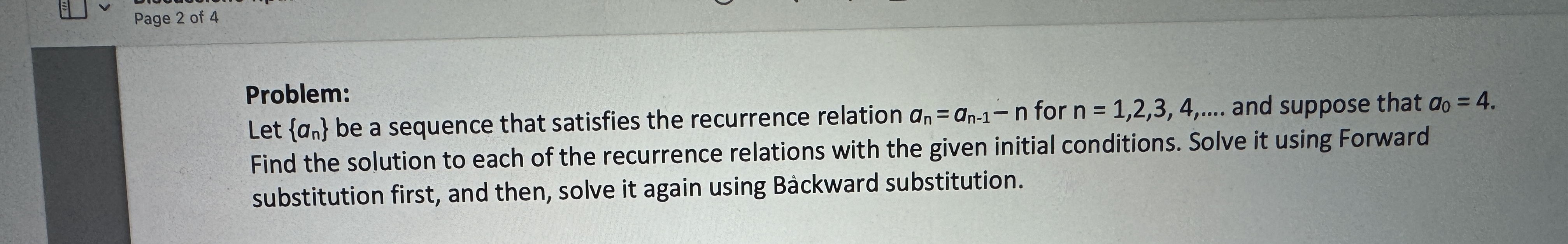 Solved Problem:Let {an} ﻿be a sequence that satisfies the | Chegg.com