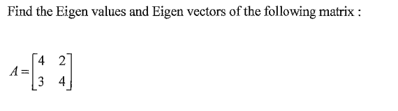 Solved Find the Eigen values and Eigen vectors of the | Chegg.com