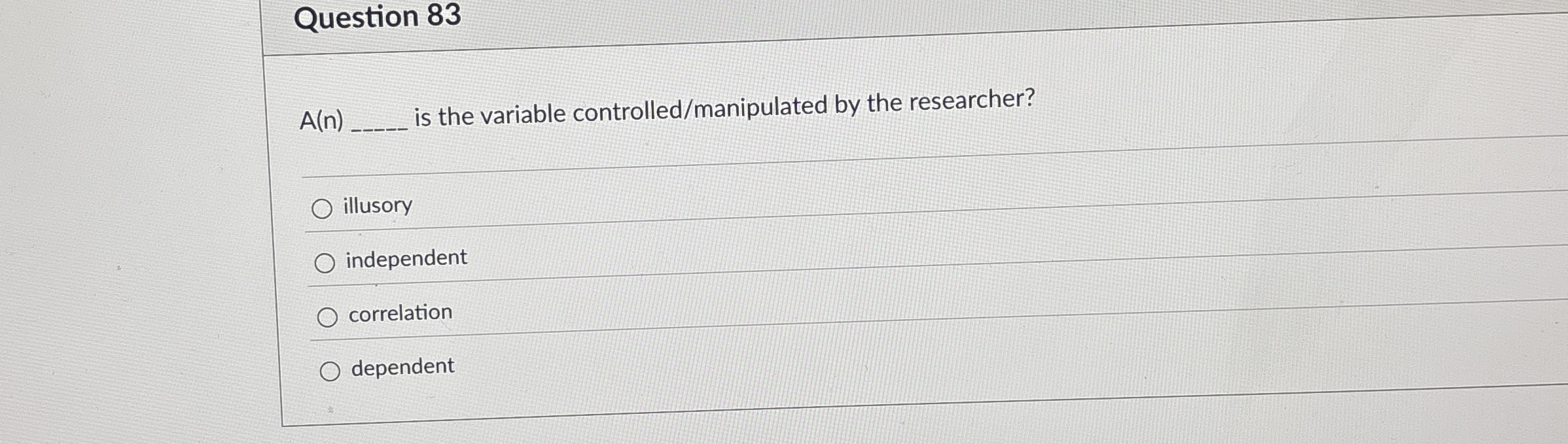 Solved Question 83A(n)is the variable controlled/manipulated | Chegg.com