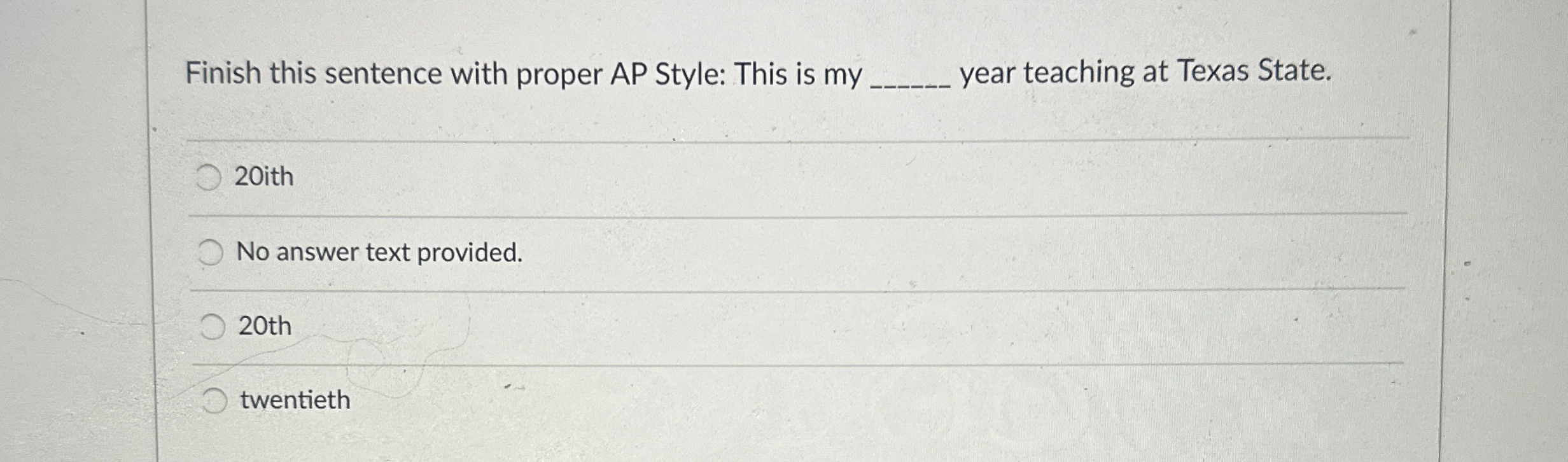 Solved Finish this sentence with proper AP Style: This is my | Chegg.com