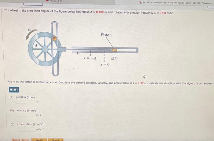 Solved The wheel in the simplified engine of the figure | Chegg.com