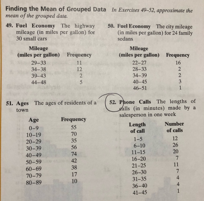 Solved Finding the Mean of Grouped Data In Exercises 49–52, | Chegg.com