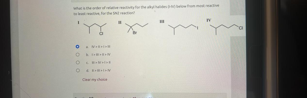 Solved What is the order of relative reactivity for the | Chegg.com