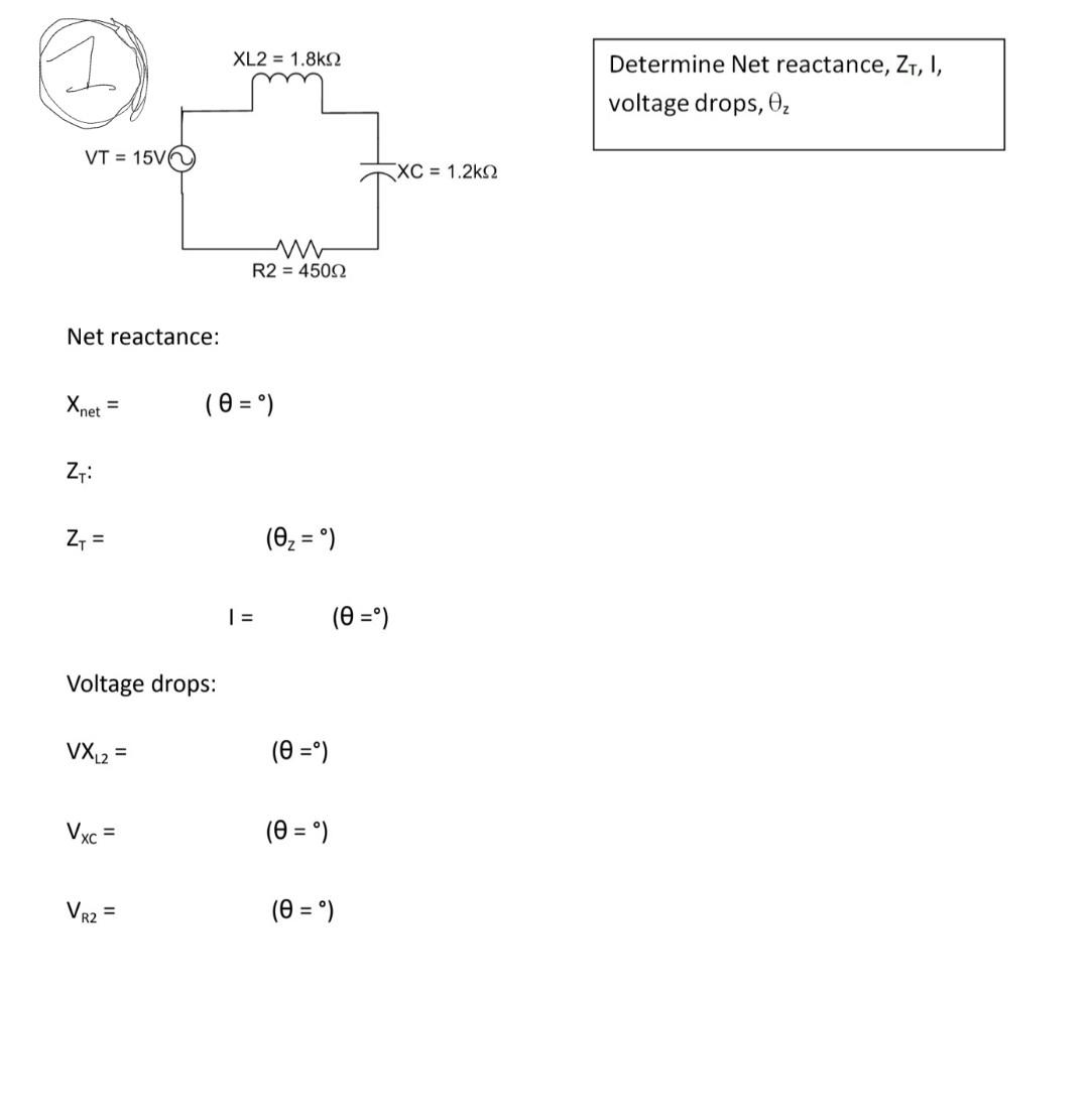 Solved Determine Net reactance, ZT,l, voltage drops, θz Net | Chegg.com