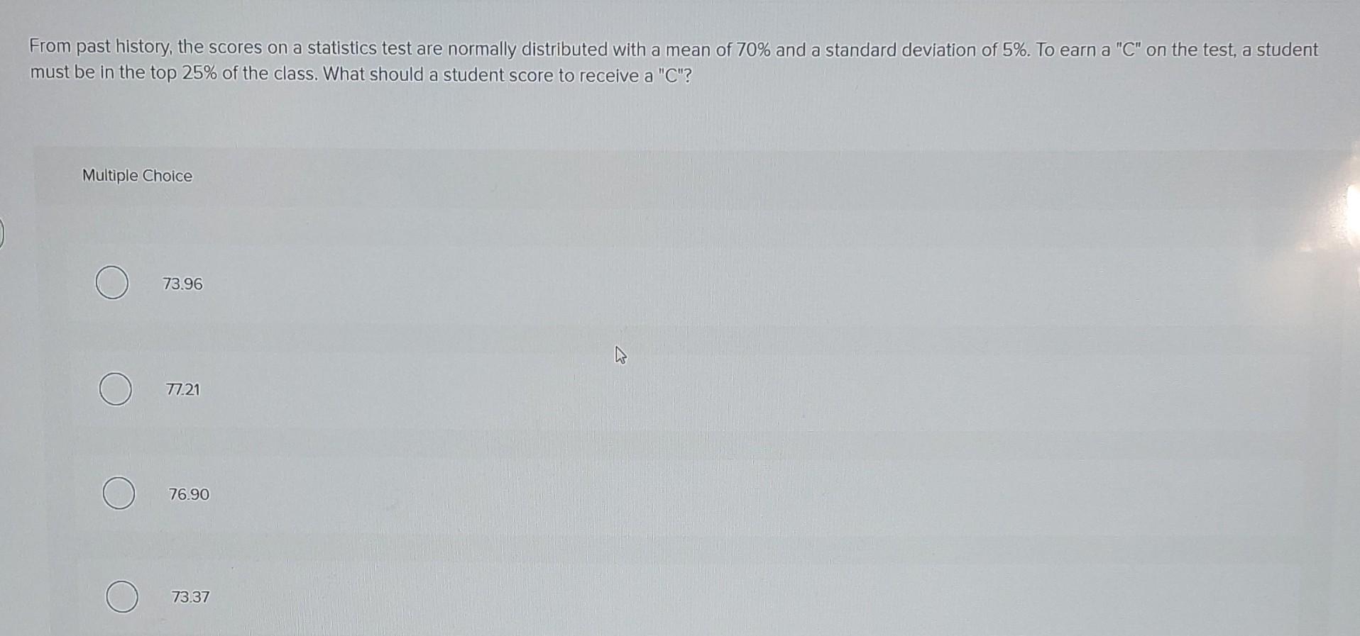Solved From past history, the scores on a statistics test | Chegg.com