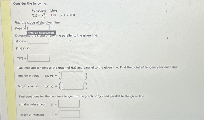 Solved Consider the following. Function Line | Chegg.com