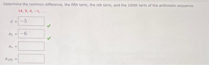 Solved Determine the common difference, the fifth term, the | Chegg.com