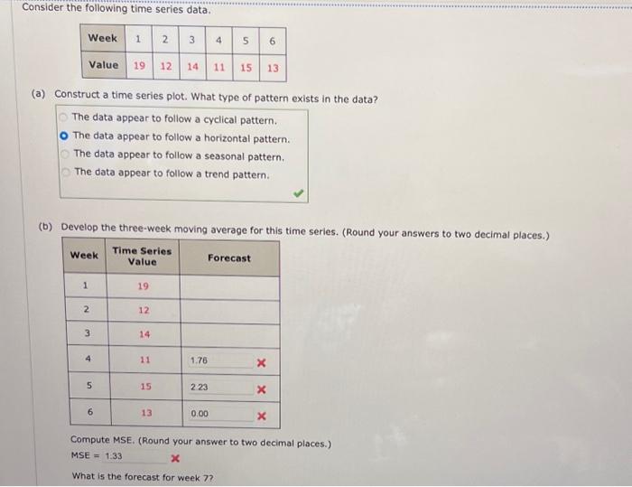 Solved (a) Construct a time series plot. What type of | Chegg.com