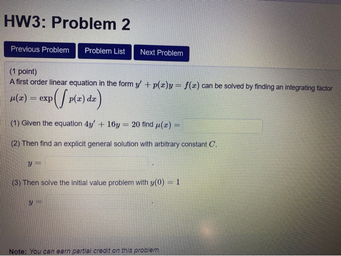 Solved HW3: Problem 2 Previous Problem Problem List Next | Chegg.com