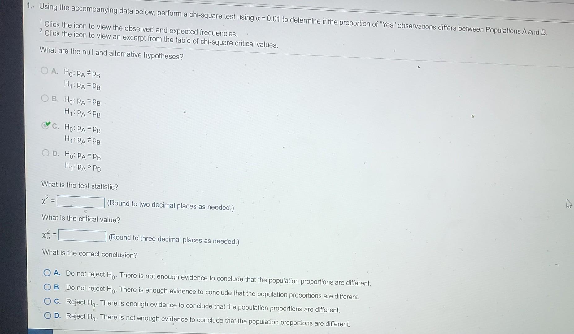 Solved 1. Using the accompanying data below, perform a | Chegg.com