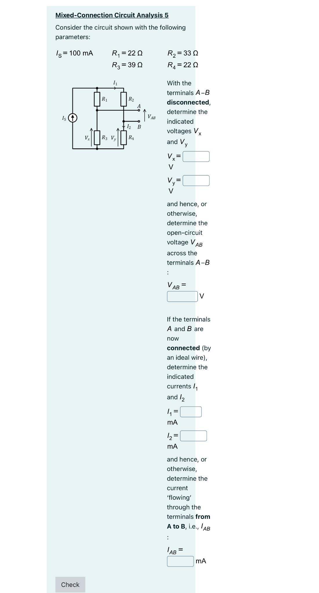 Solved Mixed-Connection Circuit Analysis 5Consider the | Chegg.com