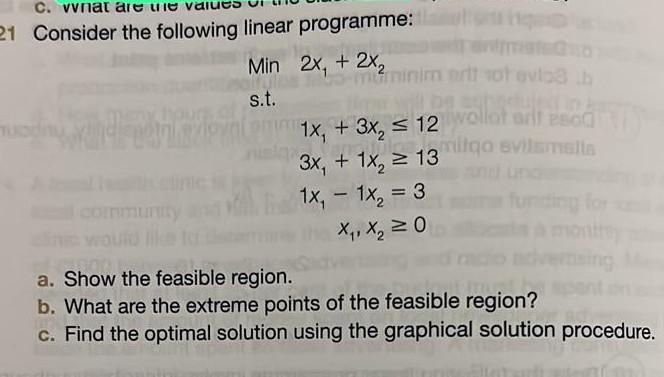 Solved 1 Consider the following linear programme: Min2x1+2x2 | Chegg.com