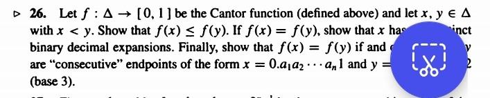 Solved the cantor set is defined as \Delta= | Chegg.com