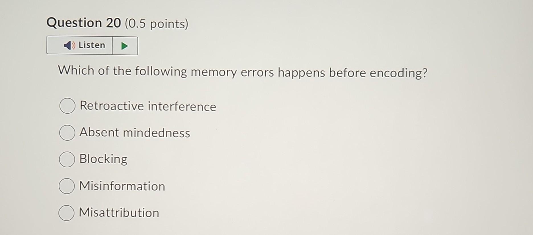 Solved Which of the following memory errors happens before | Chegg.com