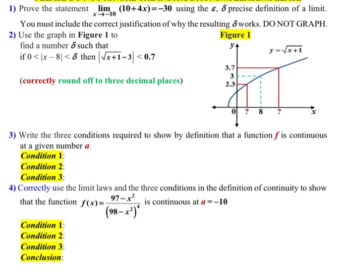 Solved 1) Prove the statement lim, (10+4x)=-30 using the E, | Chegg.com