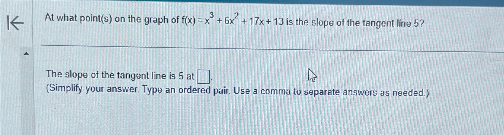 Solved At what point(s) ﻿on the graph of f(x)=x3+6x2+17x+13 | Chegg.com