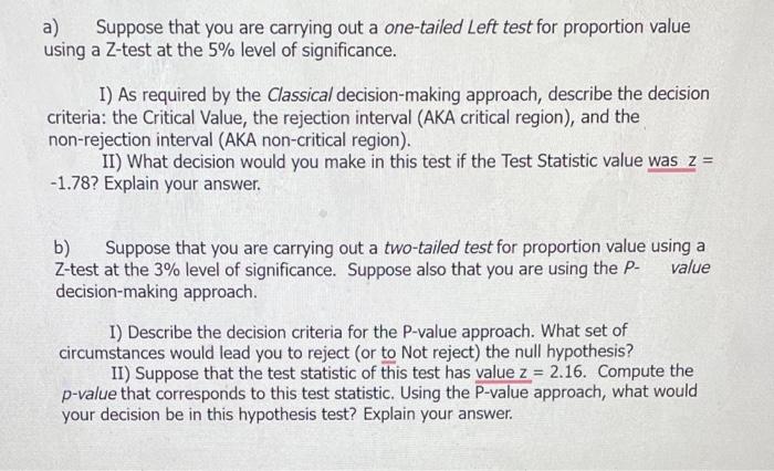 Solved a) Suppose that you are carrying out a one-tailed | Chegg.com